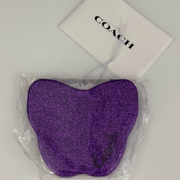 Coach | Accessories | Nwt Coach Purple Glitter Butterfly And Silver ...